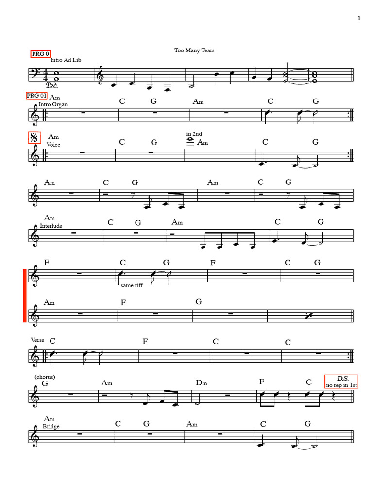 Too Many Tears | PDF | Musical Forms | Elements Of Music