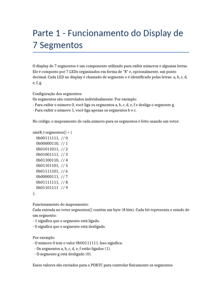 Explicacao Display 7 Segmentos | PDF