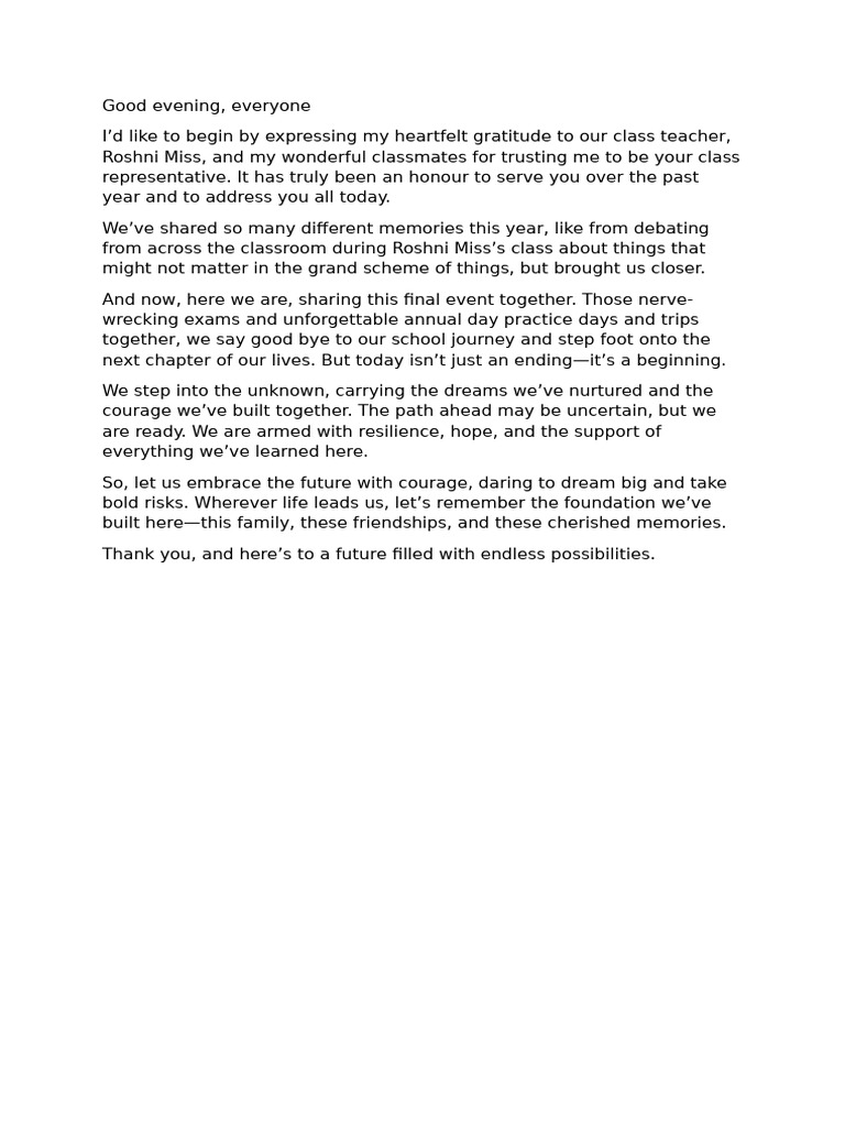 Class Representative Speech | PDF