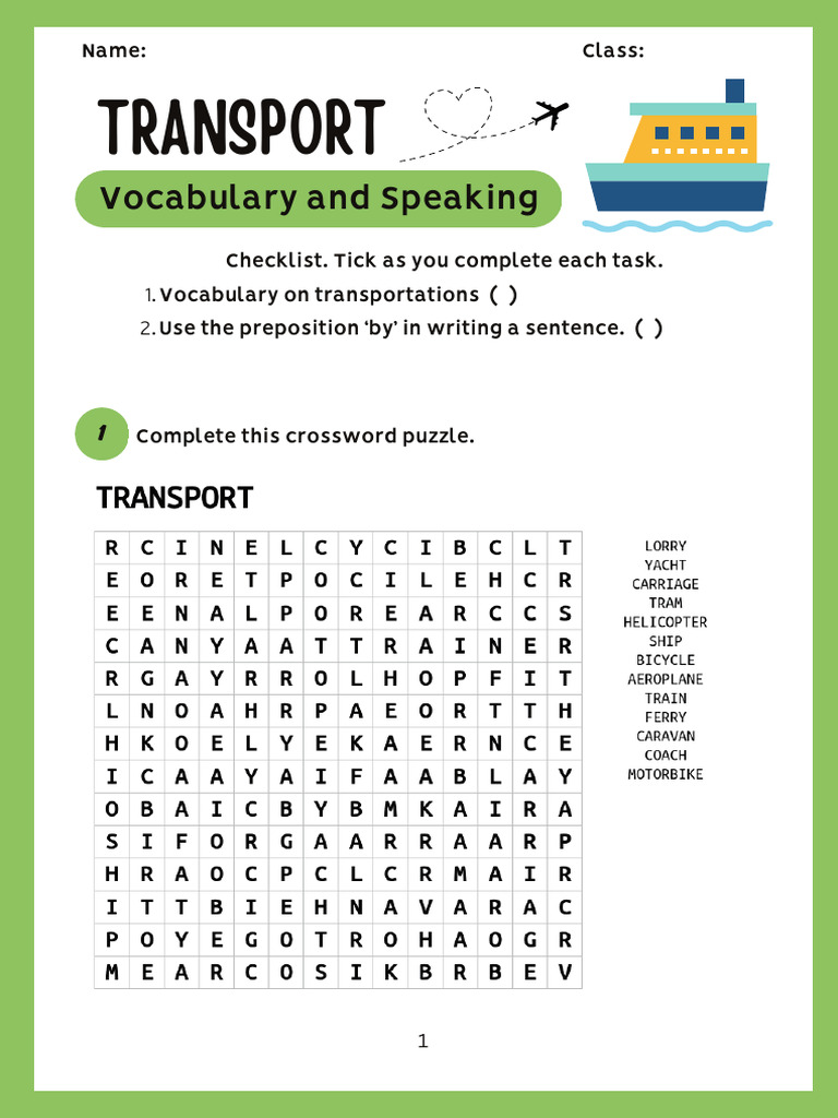 Transport and Movement Vocabulary Guide | PDF