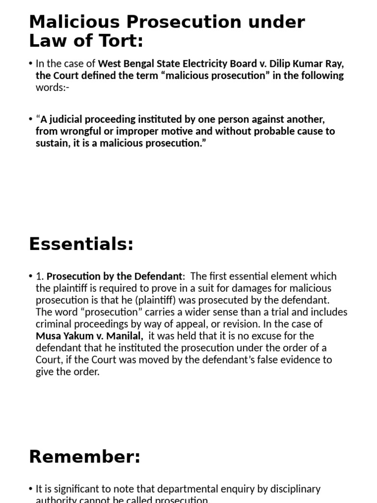 Malicious Prosecution | PDF | Malicious Prosecution | Lawsuit