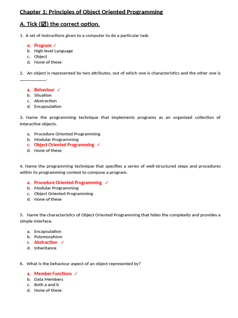 Chapter 1 Principles Of Object Oriented Programming Pdf Class Computer Programming