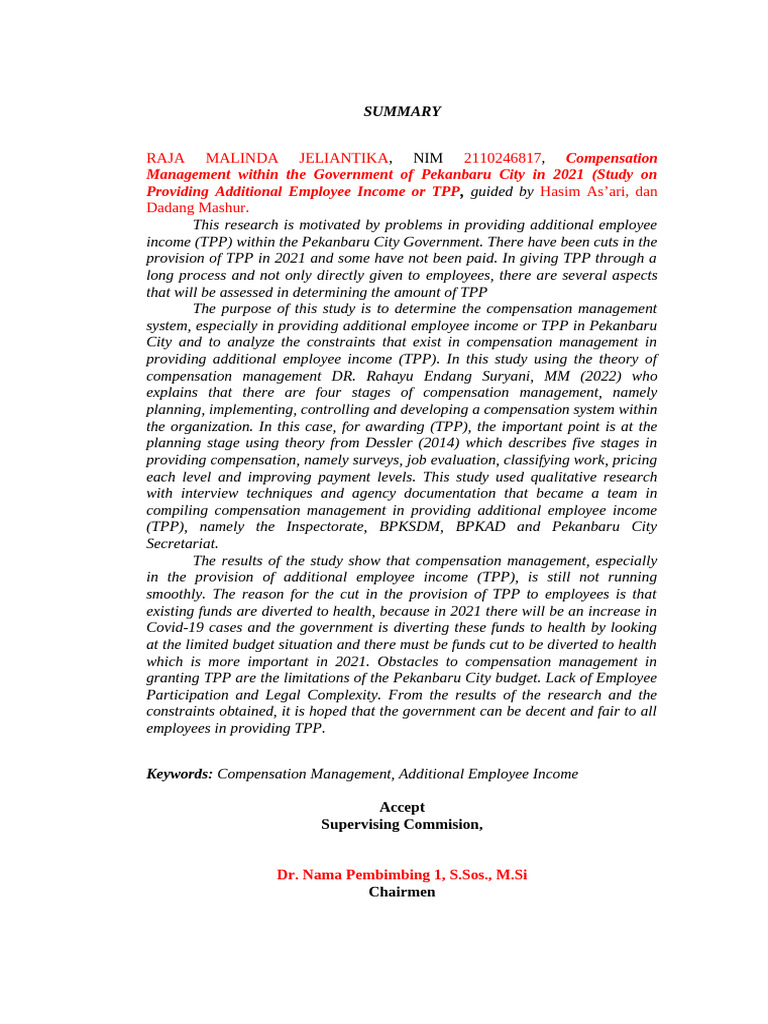 CONTOH FORMAT SUMMARY UNTUK SYARAT YUDISIUM Dan WISUDA | PDF | Business ...