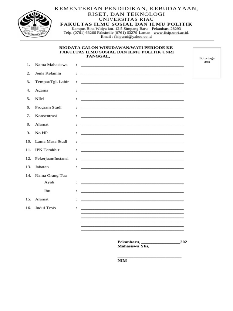 Biodata Calon Wisudawanwati | PDF