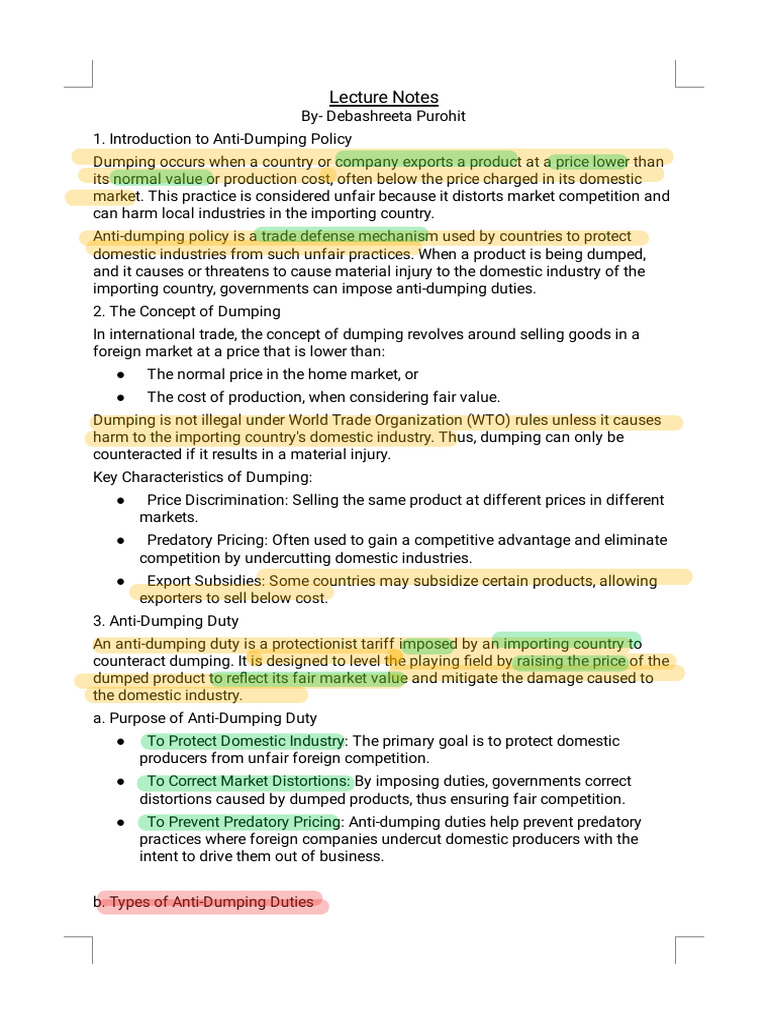 ANTI DUMPING | PDF | Dumping (Pricing Policy) | International Business