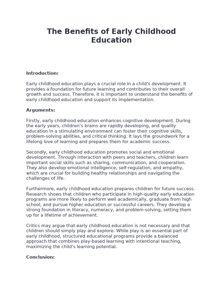 Early Childhood Education | PDF | Early Childhood | Early Childhood Education