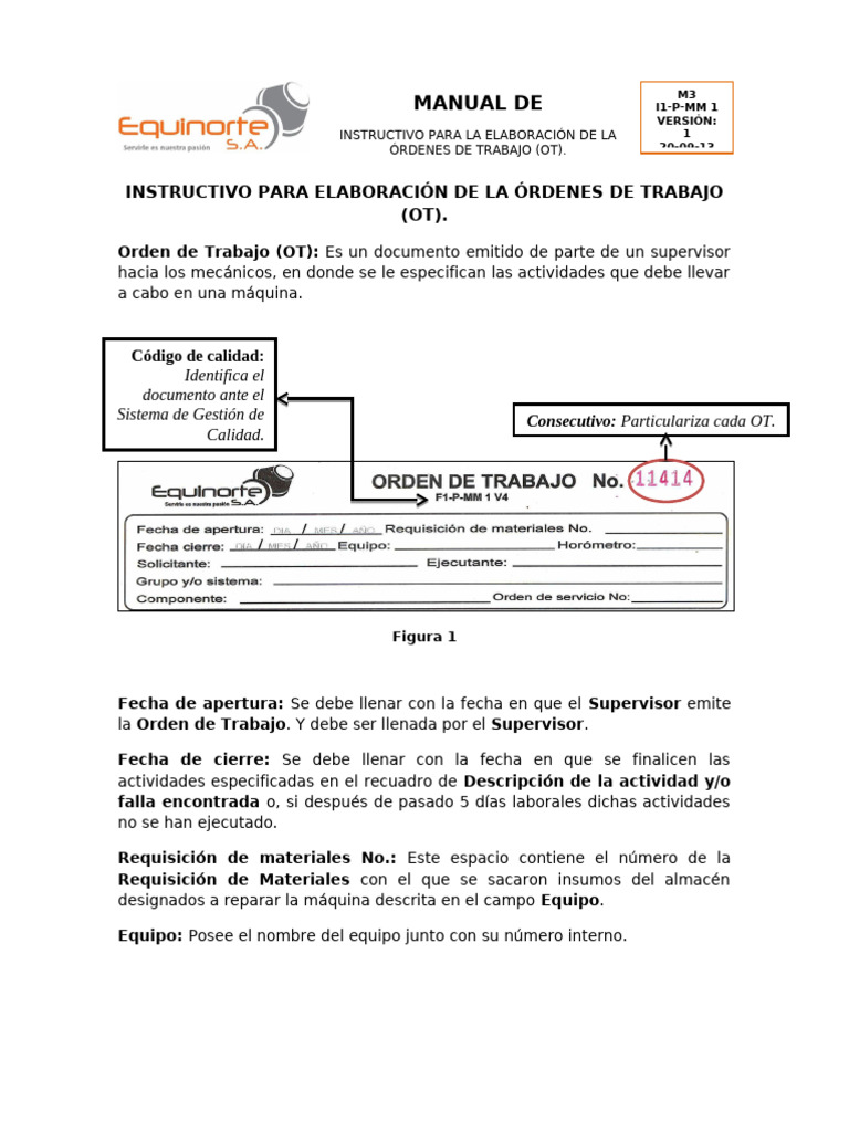 Instructivo para la Elaboración de la OT | PDF