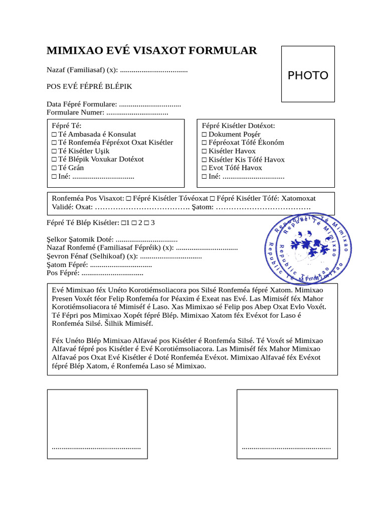 Mimixao Evé Visaxot Formular | PDF