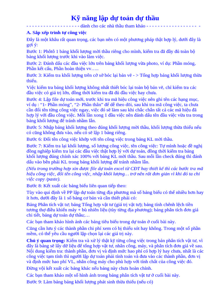 Ky Nang Lap Du Toan Du Thau | PDF
