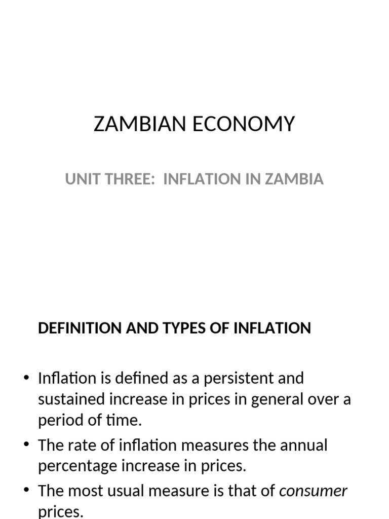 Zambian Economy Unit 3 | PDF | Cost Of Living | Inflation
