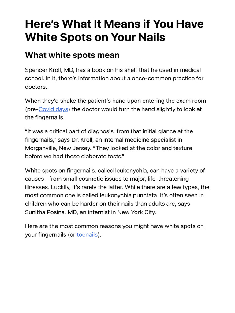 Here's What It Means if You Have White Spots on Your Nails | The ...