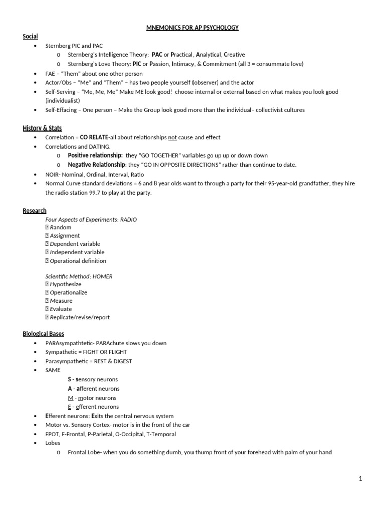 mnemonic-ap-review | PDF | Id | Brain