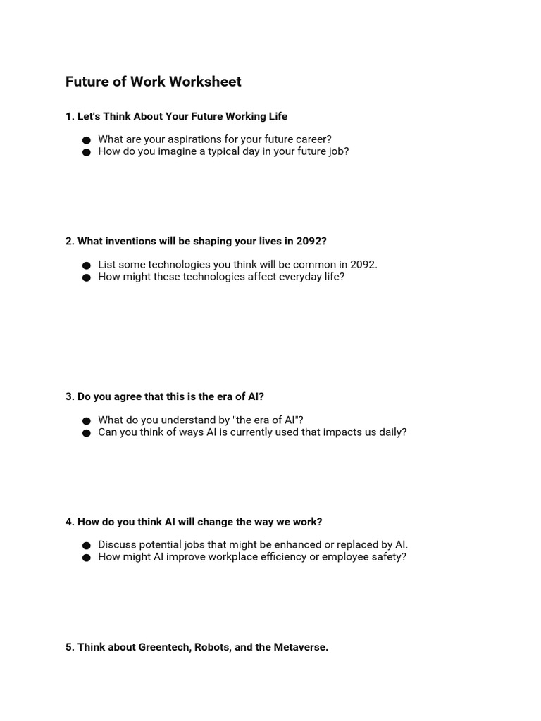ATL Future of Work Worksheet | PDF