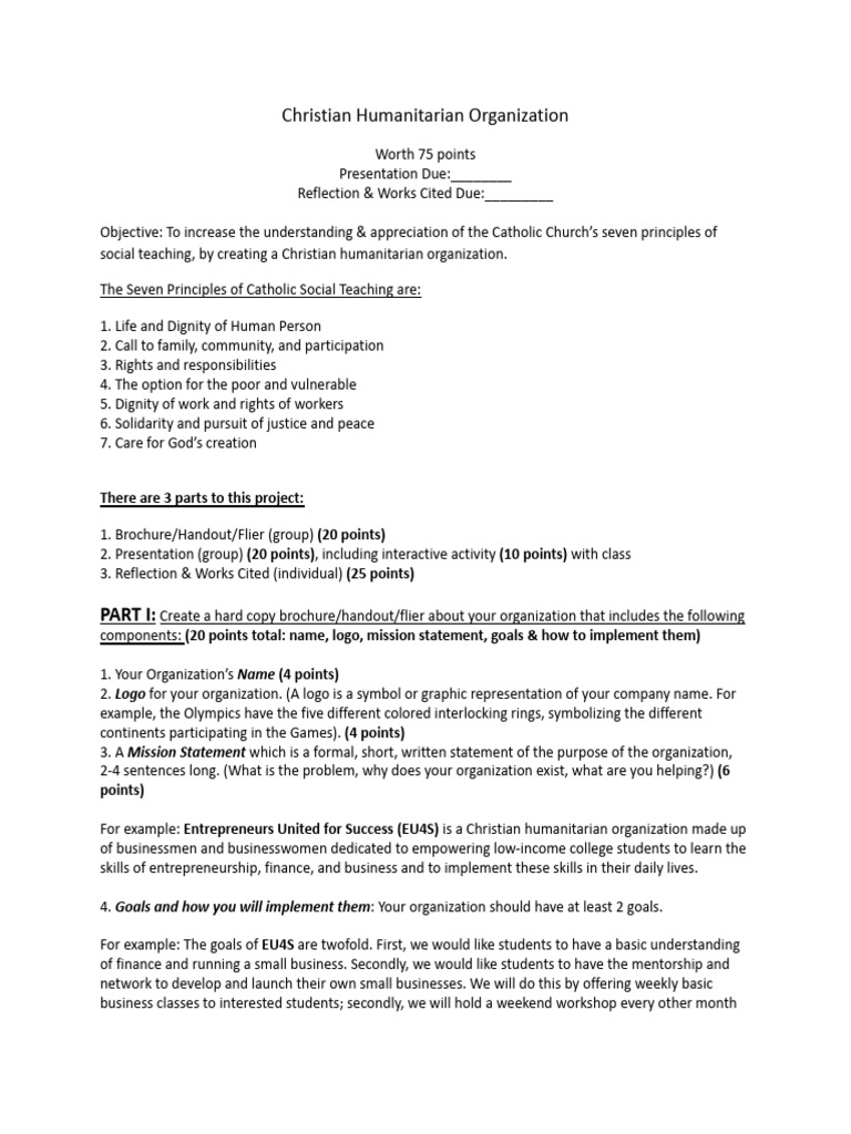 Create A Humanitarian Organization | PDF | Catholic Social Teaching