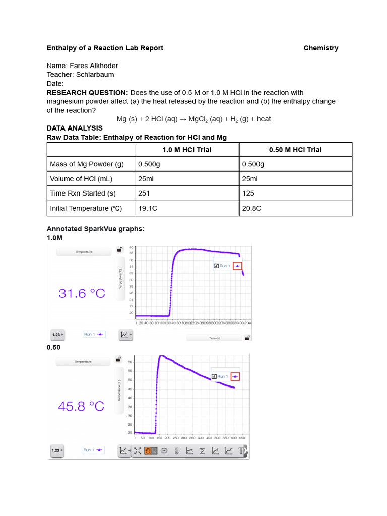 4.7 Lab Report Template | PDF | Mole (Unit) | Enthalpy