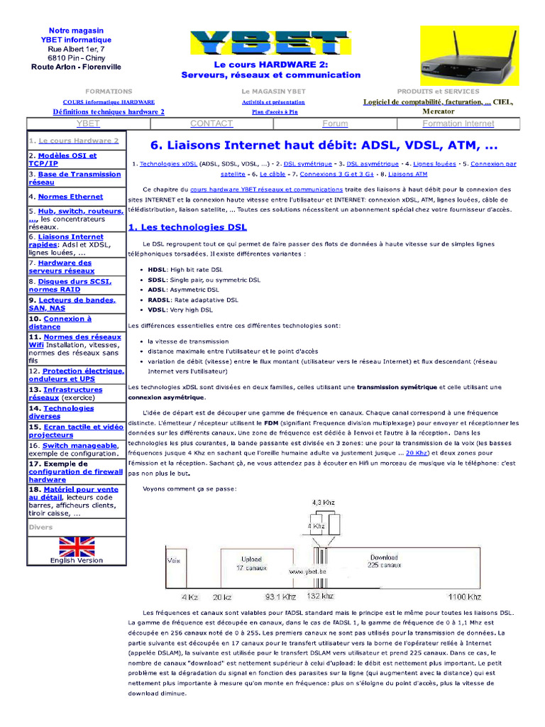 Liaisons Internet haut débit ADSL, VDSL, ATM | PDF