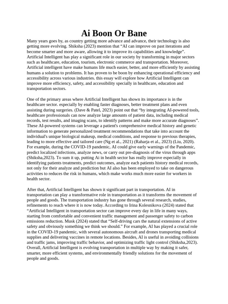 Ai Boon Or Bane | PDF | Artificial Intelligence | Intelligence (AI) & Semantics