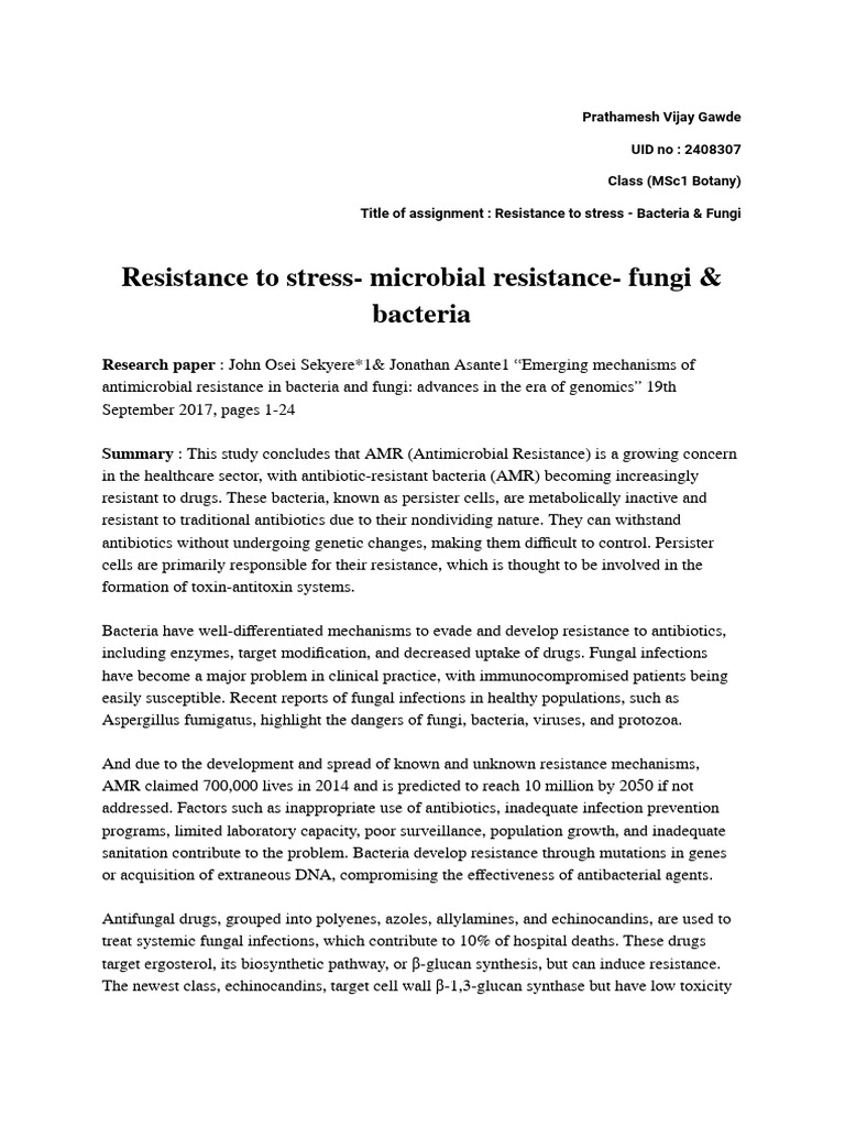 Prathamesh Vijay Gawde-2408307 | PDF | Antimicrobial Resistance | Pathogen