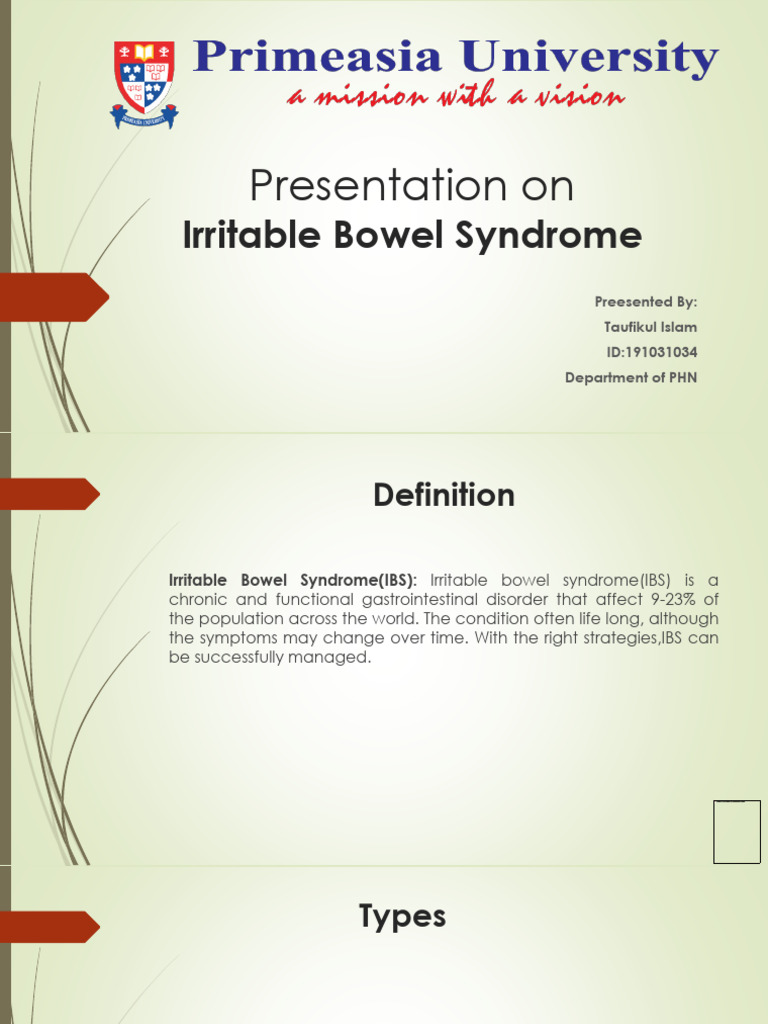 Presentation on Irritable Bowel Syndrome(IBS) | PDF | Irritable Bowel ...