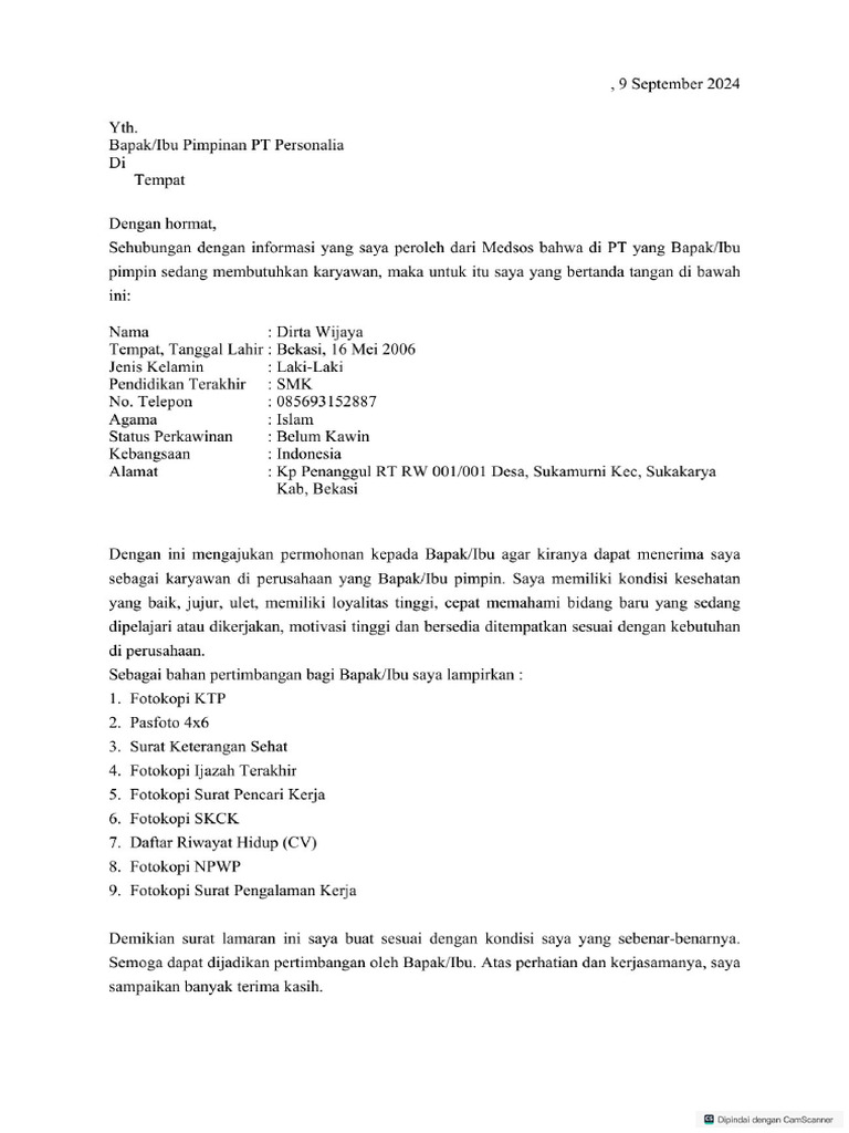 Lamaran Lengkap | PDF