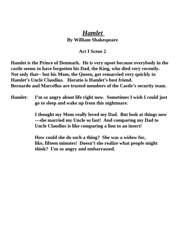 Hamlet 1,2 Soliloquy, Modern | PDF