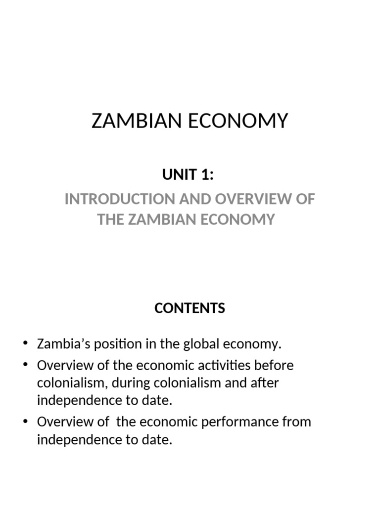 Zambian Economy Unit One1 | PDF | Structural Adjustment | Inflation