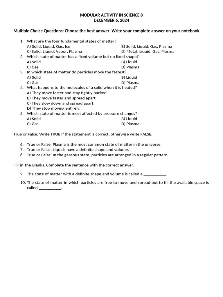 Modular Activity in Science 8 | PDF