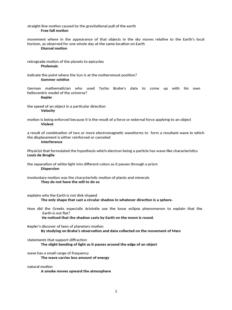 2ndQ Reviewer PhySci | PDF | Light | Heliocentrism