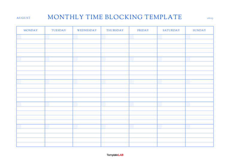 Monthly Time Blocking Template | PDF