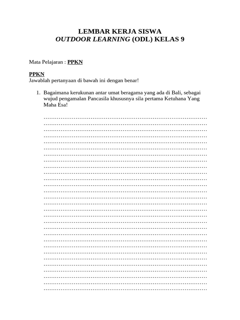 Lembar Kerja Siswa Odl 9 | PDF