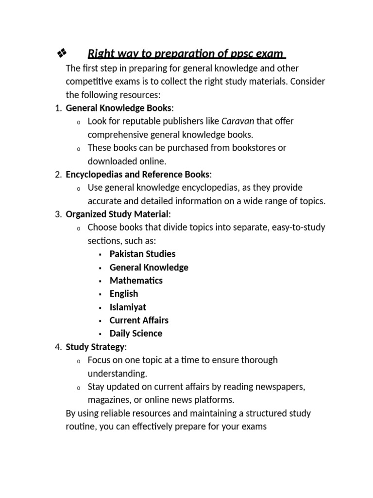 Right Way To Preparation of PPSC Exam | PDF