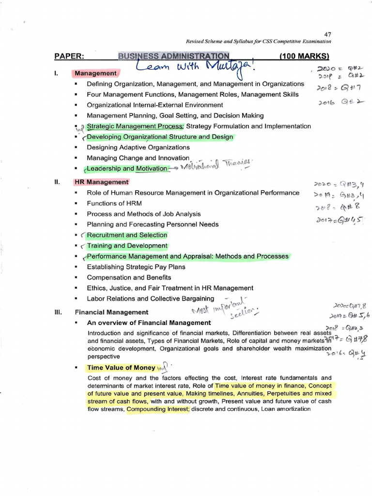 Business Admin Course Outline Analysis | PDF