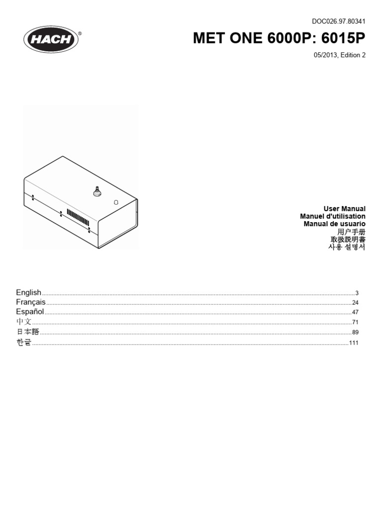 MET ONE 6000P Series Particle Counter User Manual-DOC0269780341 | PDF ...