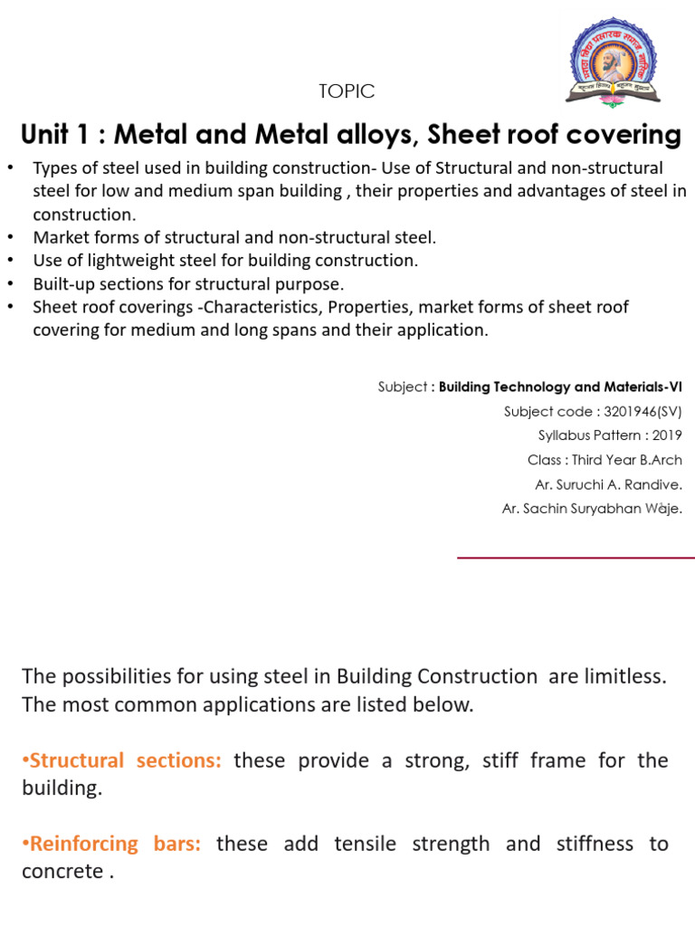 1. Metal Alloys & Sheet roof coverings | PDF | Structural Steel | Steel