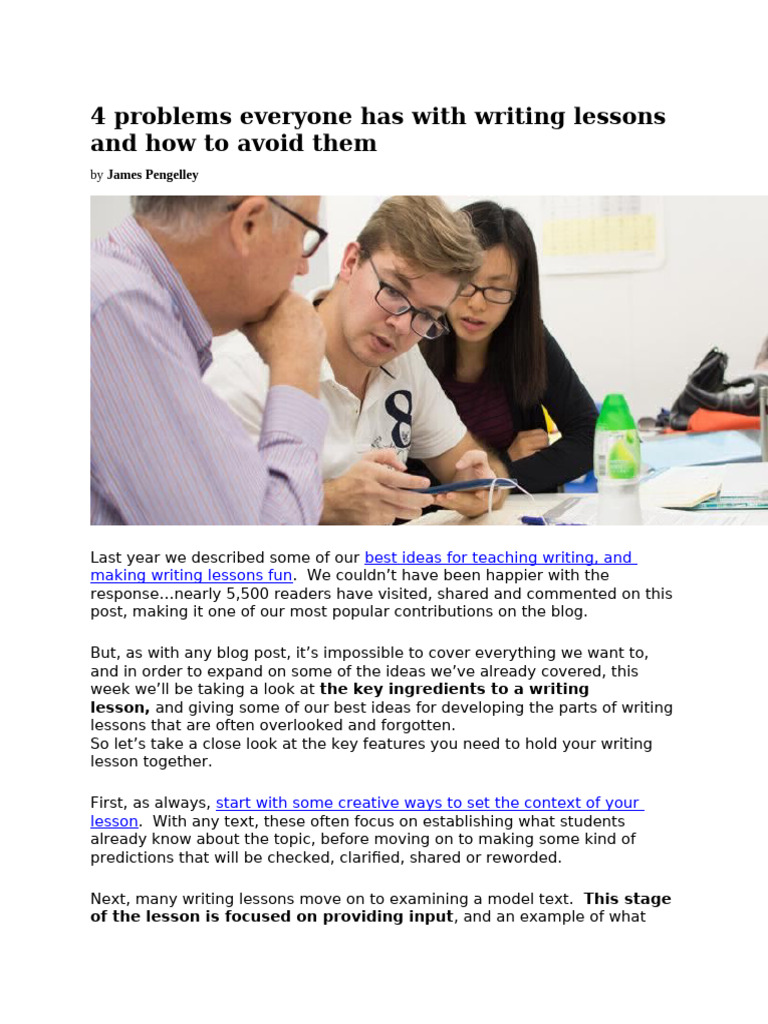 4 Problems Everyone Has With Writing Lessons and How To Avoid Them ...