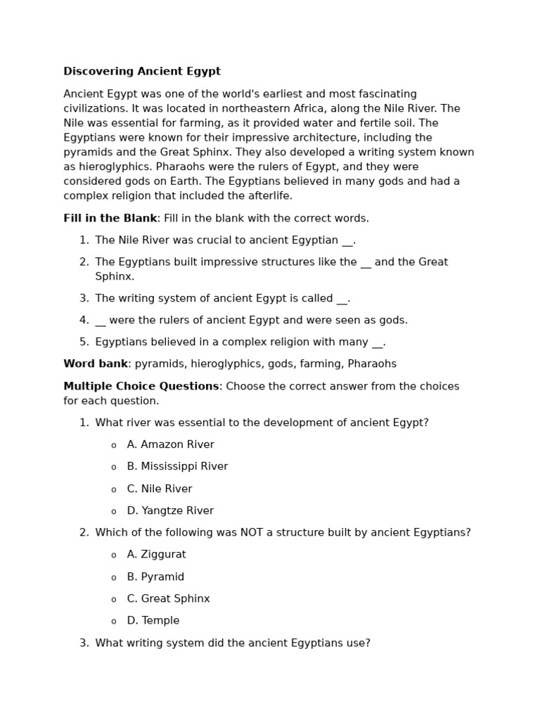 ANCIENT EGYPT REVIEW-Student | PDF