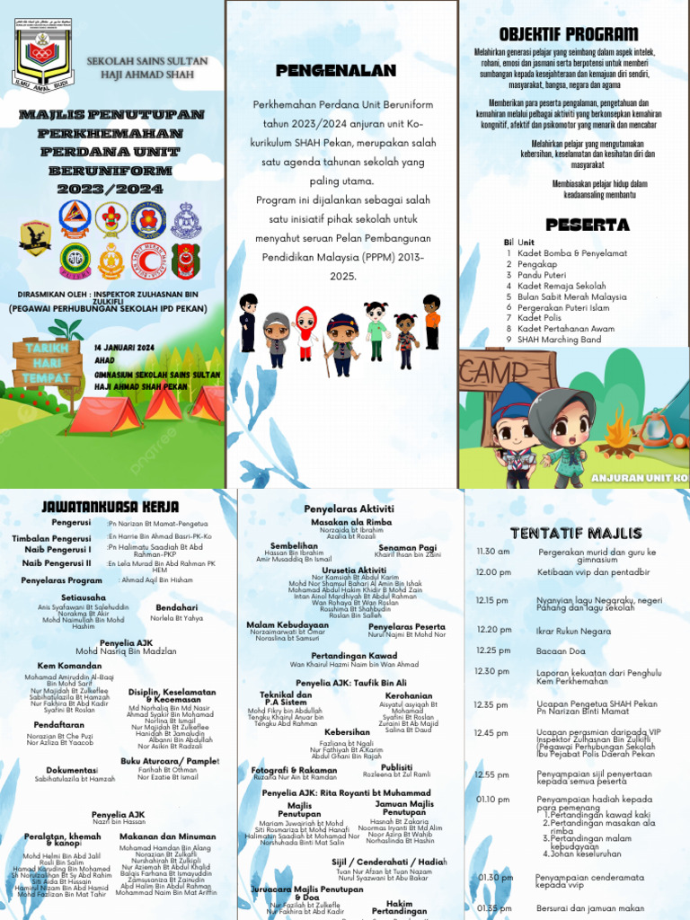 Buku Program Majlis Penutup Perkhemahan 2023 2024 | PDF