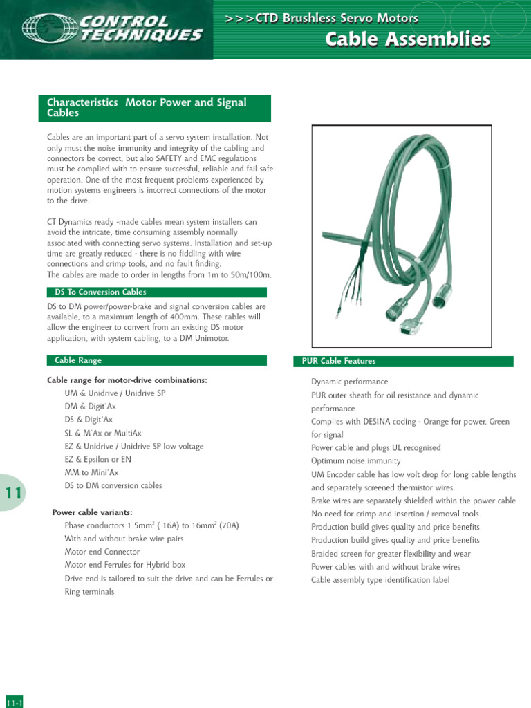CTD Brushless Servo Motor Cables Guide | PDF | Electrical Connector ...
