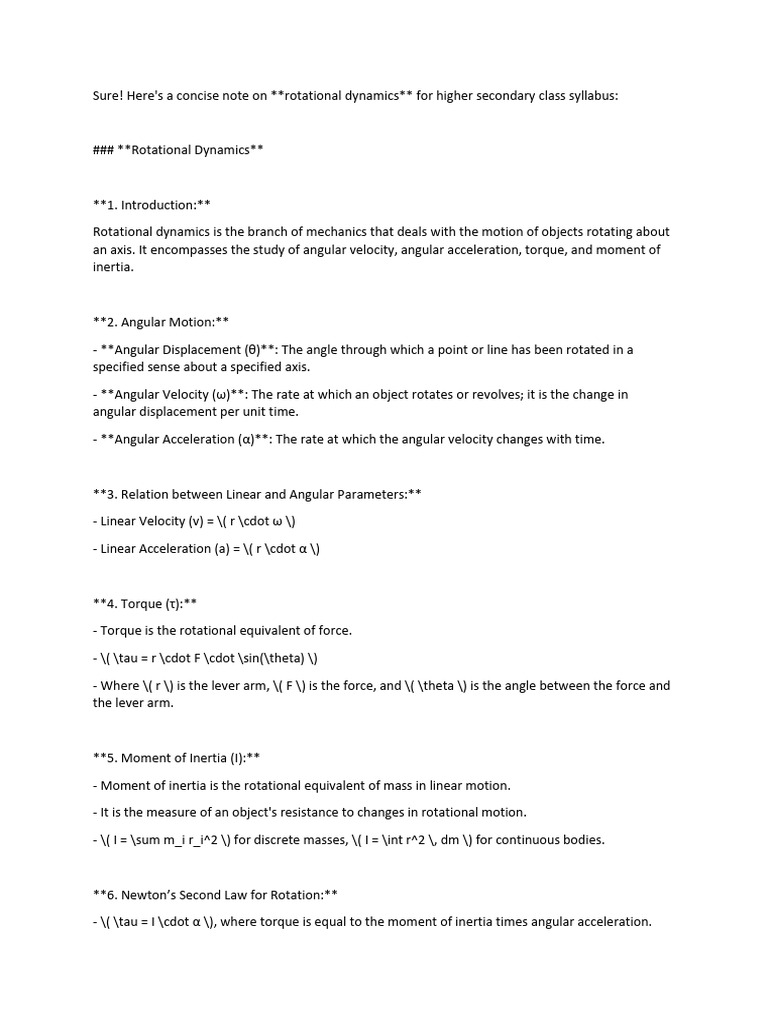Understanding Rotational Dynamics Concepts | PDF