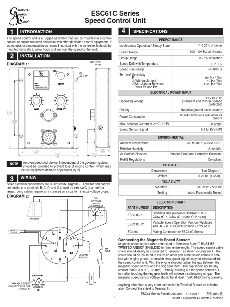 Speed Control Unit ESC61C | PDF | Mechanical Engineering | Thermodynamics