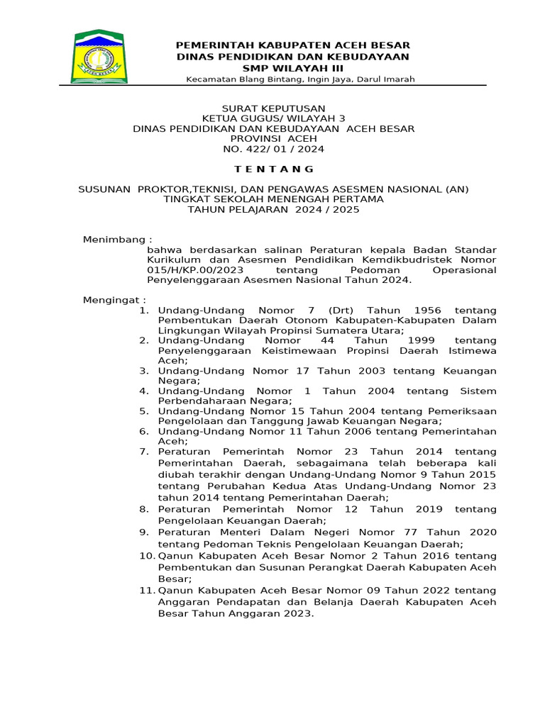 Sk-proktor-teknisi-pengawas an 2024 Wilayah 3 | PDF