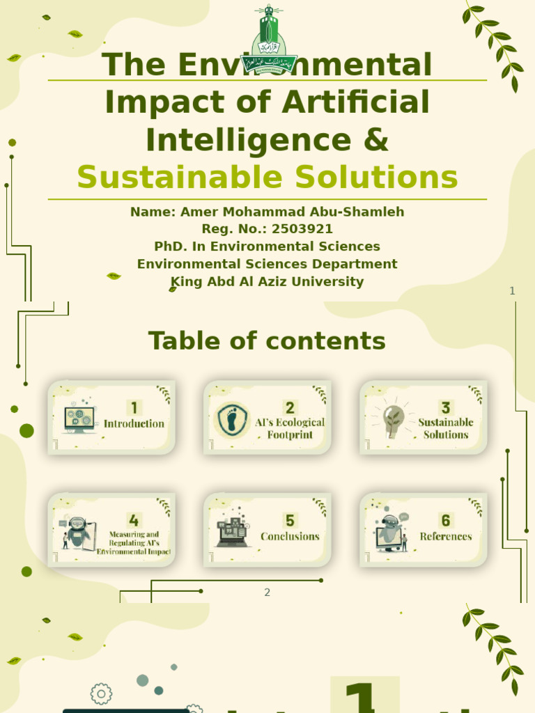 The Environmental Impact of Artificial Intelligence & Sustainable ...