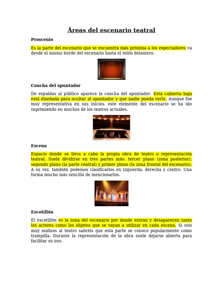 Áreas Del Escenario Temas 3era Unidad | PDF | Teatro