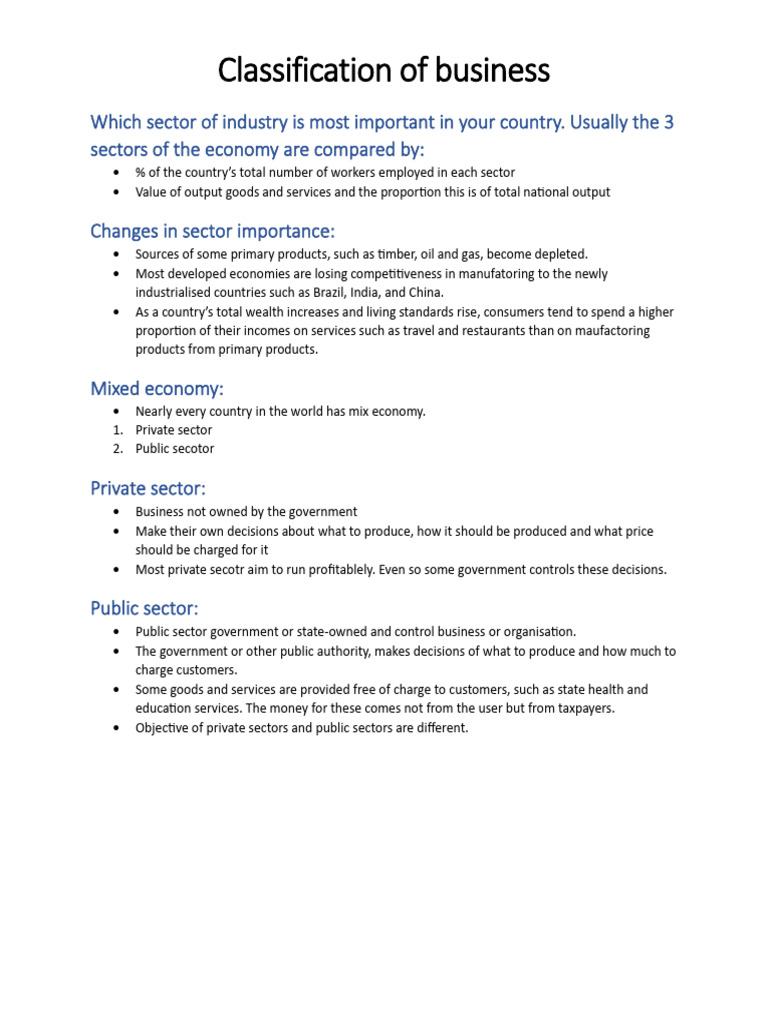 Business Sector Classification Overview | PDF