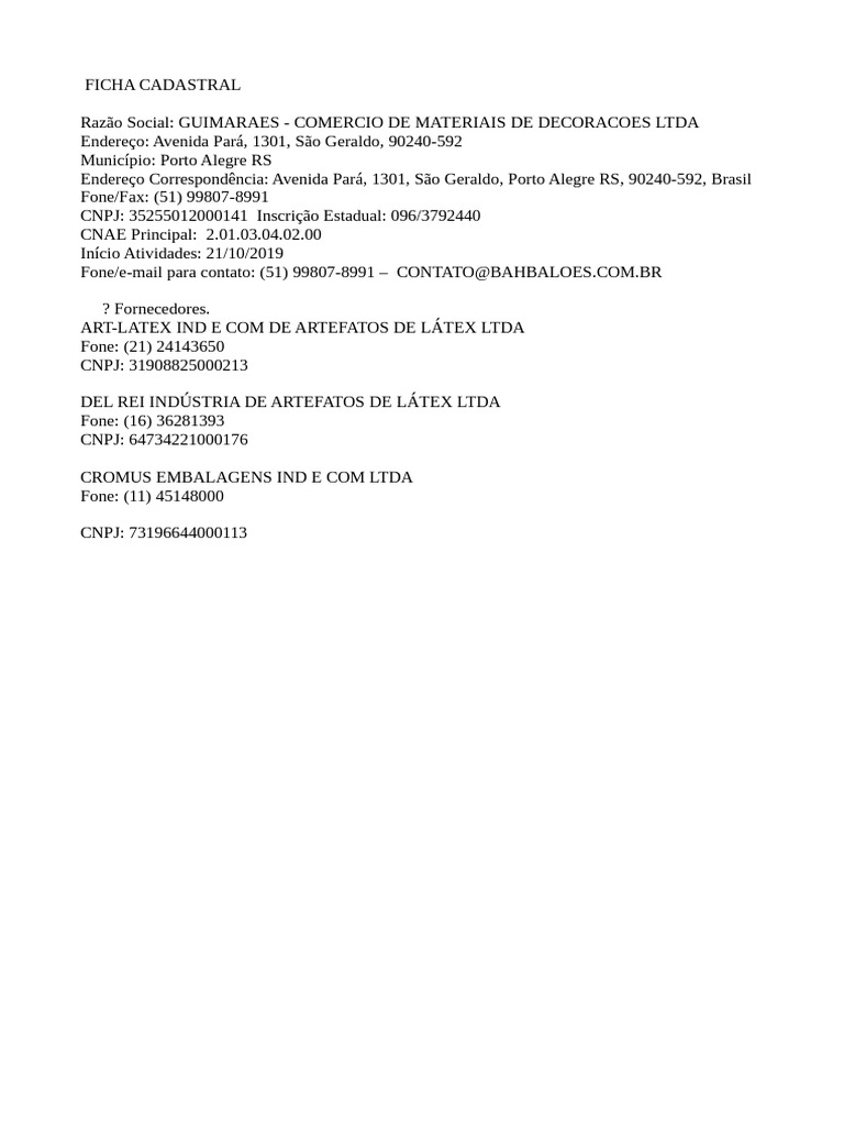 Ficha Cadastral (1) | PDF