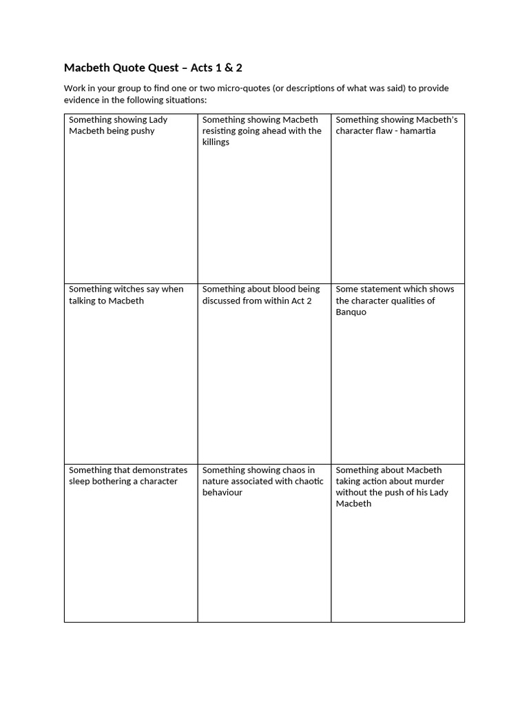 Quote Quest.Acts 1&2. | PDF