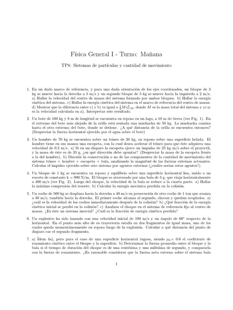 TP8 | PDF | Masa | Energía cinética