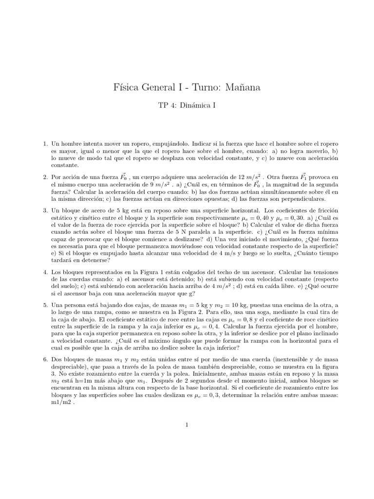 TP4 DinamicaI 2024 | PDF | Fricción | Fuerza
