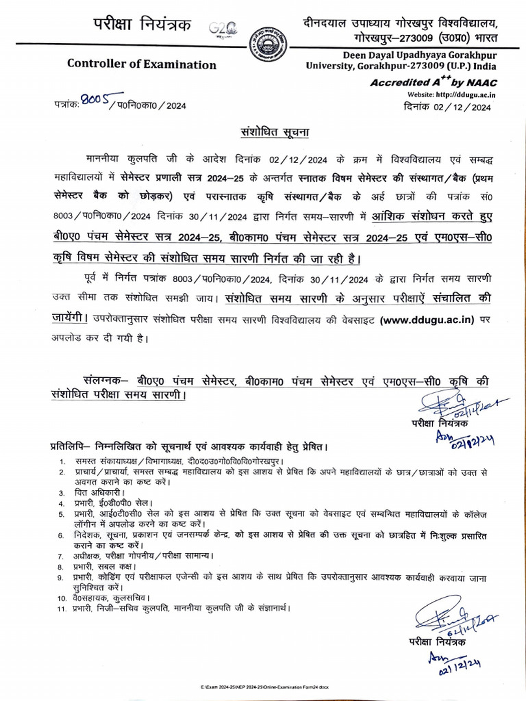 Revised UG Time Table | PDF