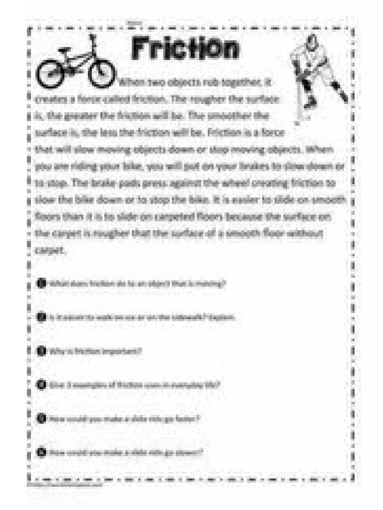 Friction Worksheets | PDF